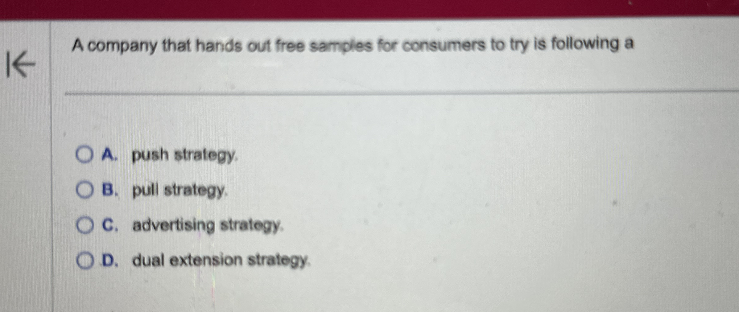Solved A company that hands out free samples for consumers | Chegg.com