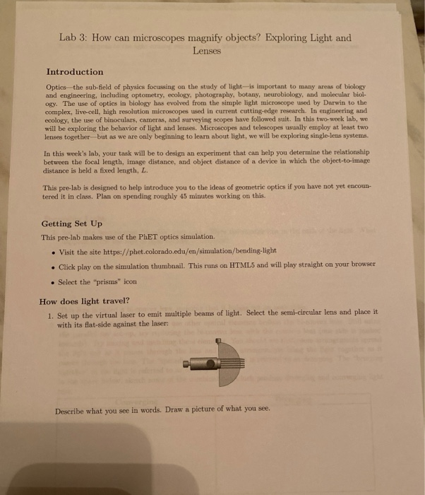 Lab 3: How can microscopes magnify objects? Exploring | Chegg.com
