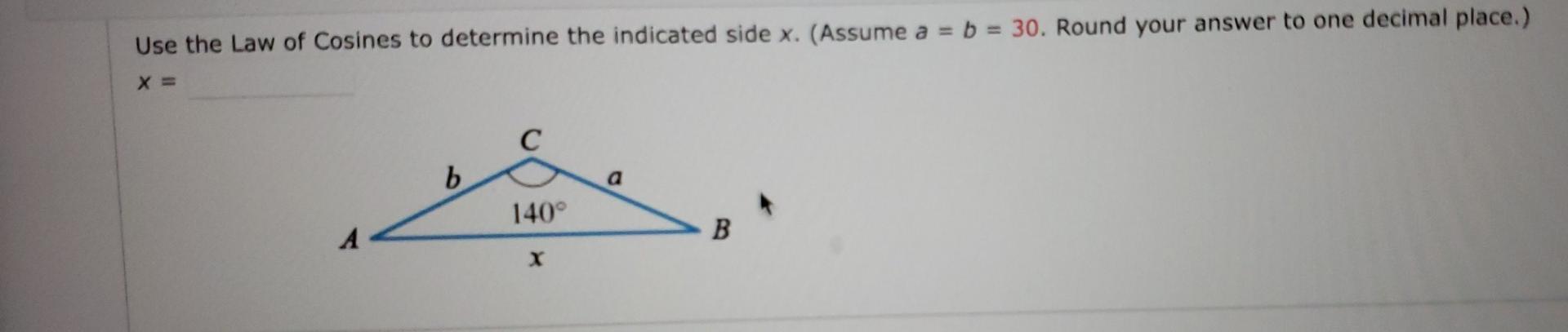 Solved Use the Law of Cosines to determine the indicated | Chegg.com
