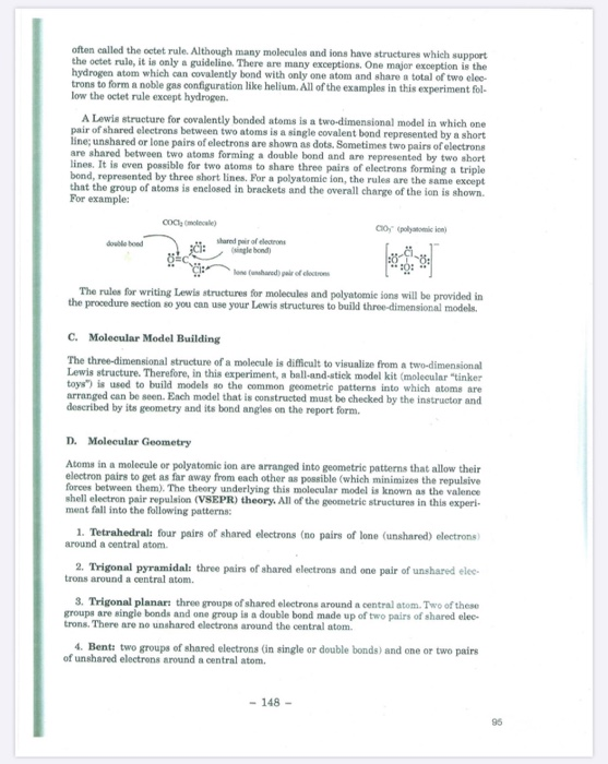 Solved EXPERIMENT 17 Lewis Structures and Molecular Models | Chegg.com