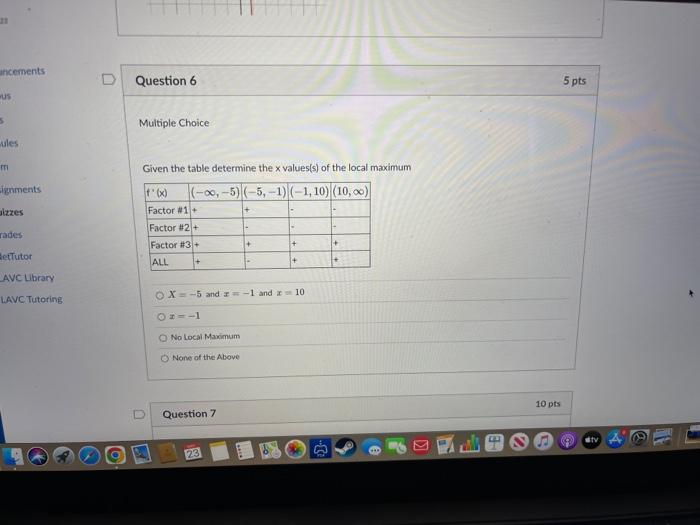 Solved Multiple Choice Given the table determine the x | Chegg.com