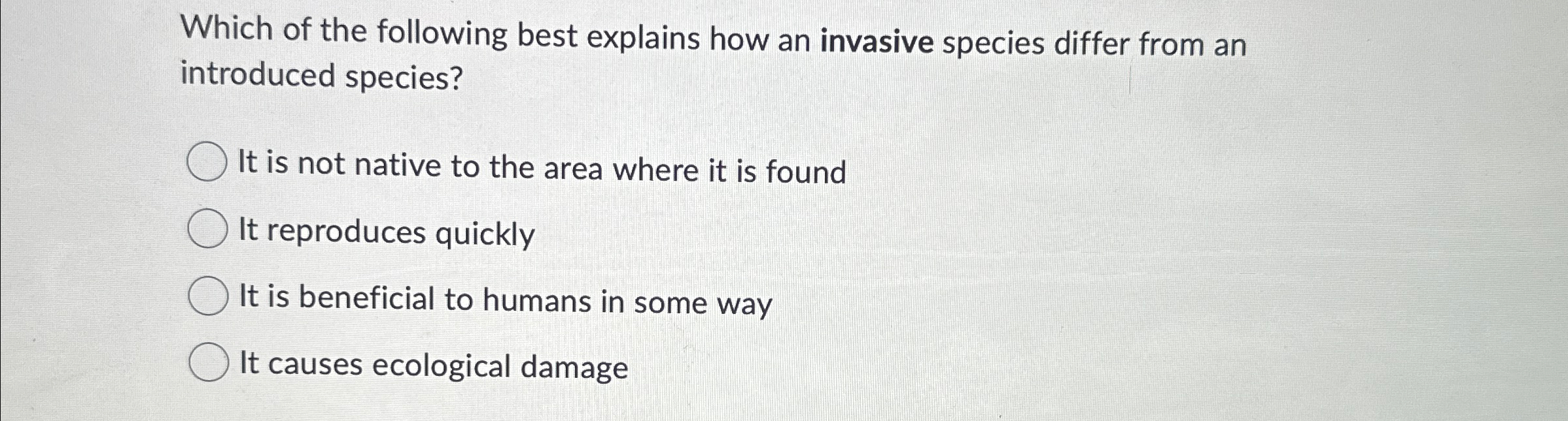 Solved Which of the following best explains how an invasive | Chegg.com