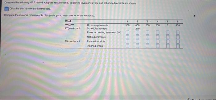 Solved Complete the following MRP record. All gross | Chegg.com