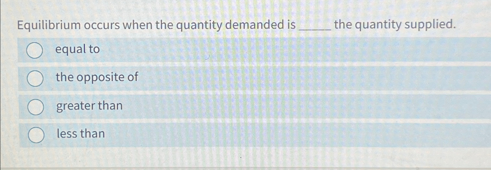 Solved Equilibrium occurs when the quantity demanded is the | Chegg.com