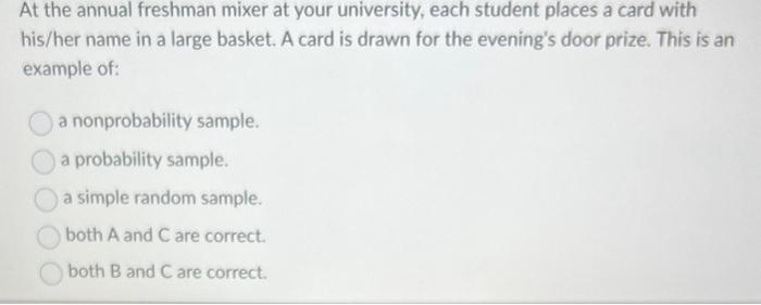 Solved At the annual freshman mixer at your university, each | Chegg.com