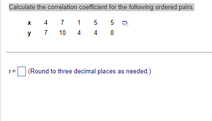 Solved Calculate the correlation coefficient for the | Chegg.com