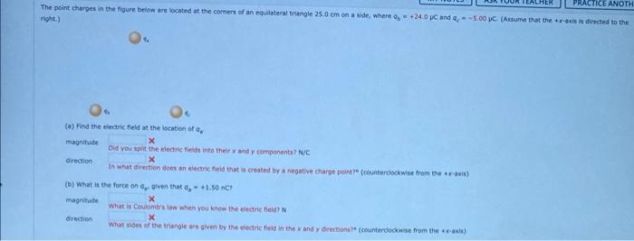 Solved RACTICE ANOTH The point charges in the figure below | Chegg.com