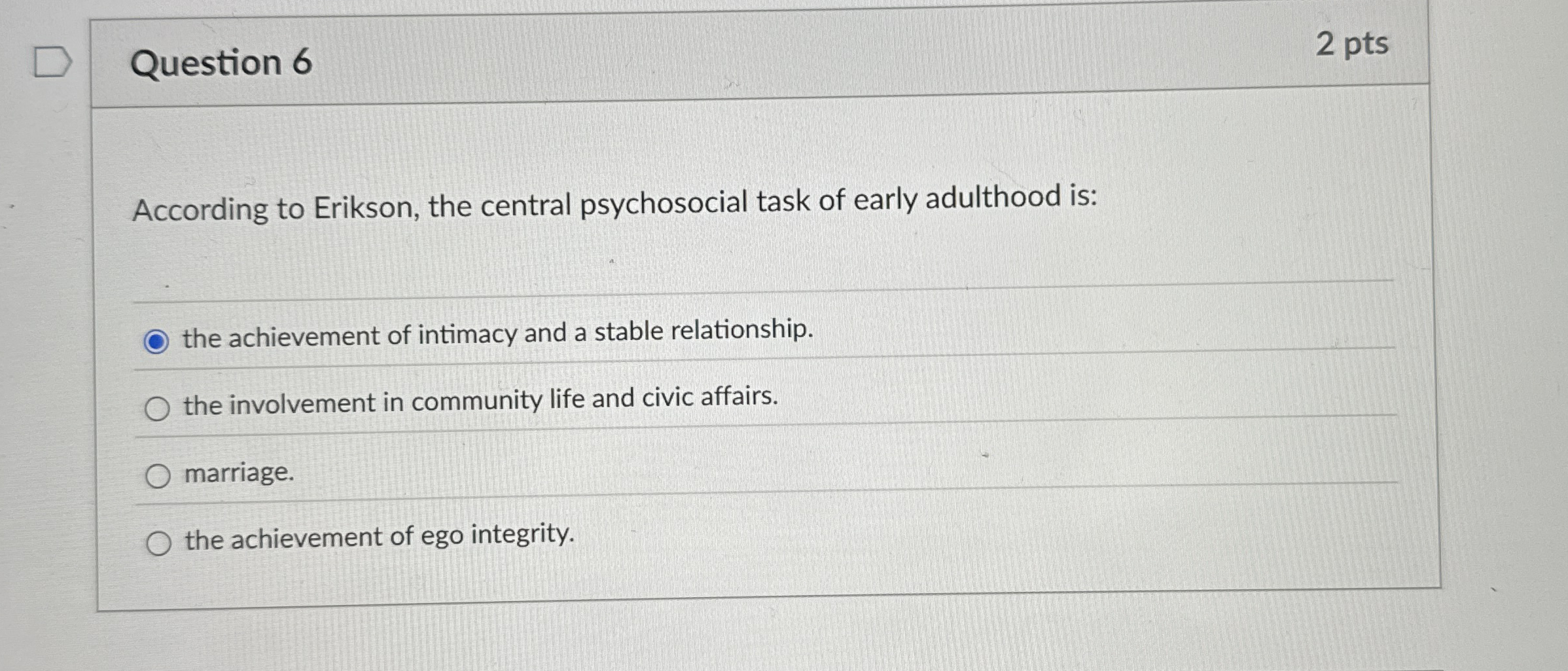 Solved Question 62 ﻿ptsAccording to Erikson, the central | Chegg.com