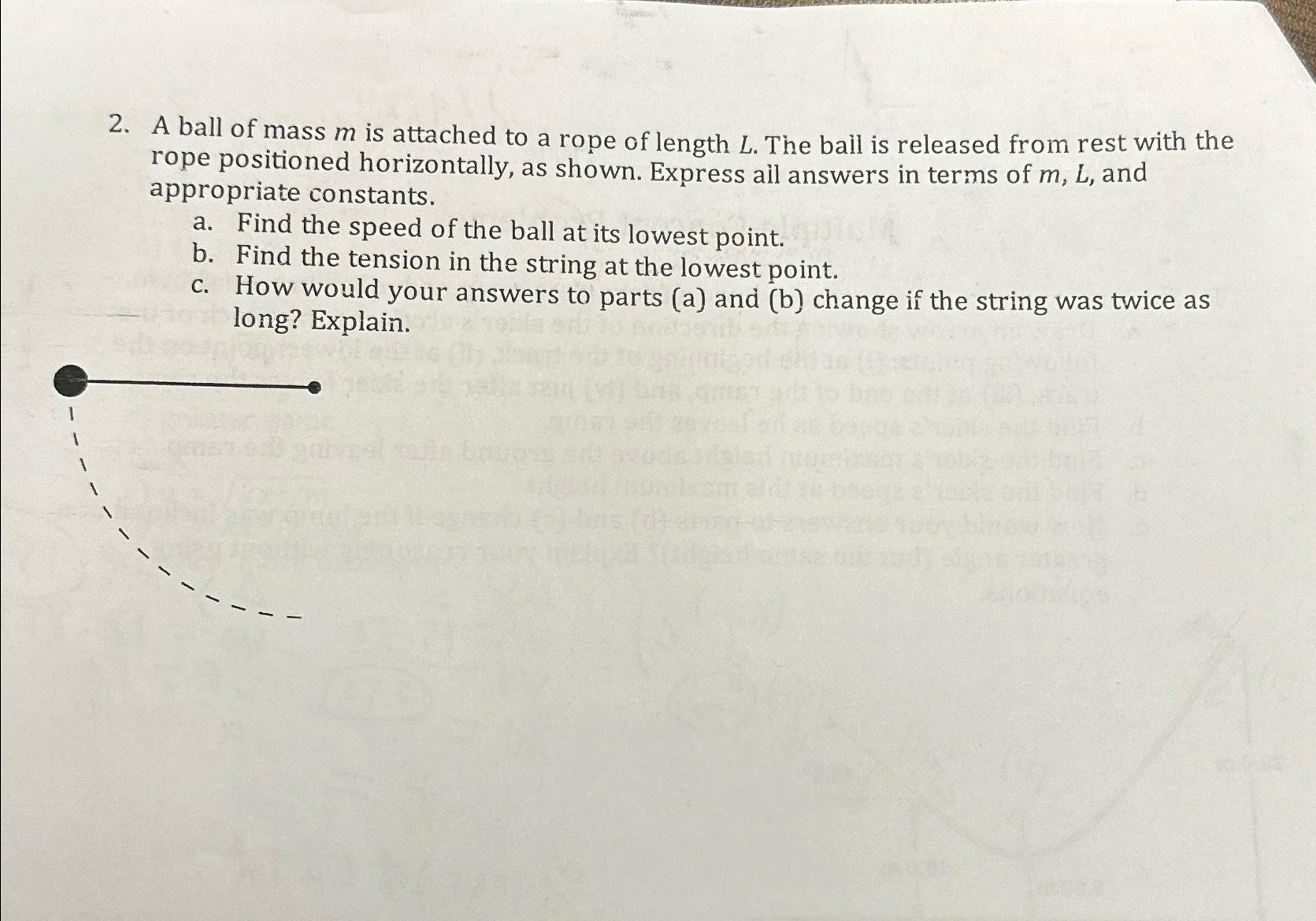 Solved A ball of mass m ﻿is attached to a rope of length L. | Chegg.com