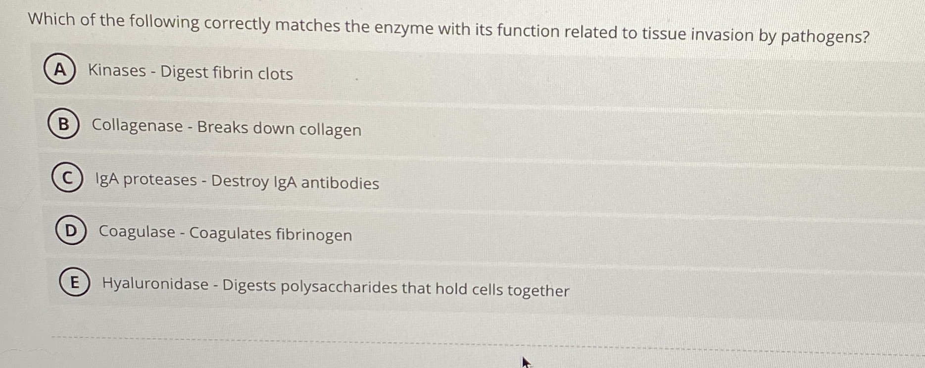 High Quality SOLUTION Which of the following correctly matches the enzyme | Chegg.com