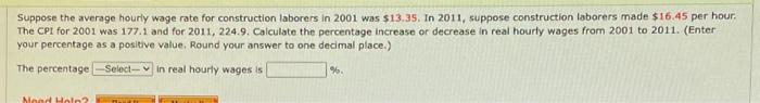 Solved Suppose the average hourly wage rate for construction | Chegg.com