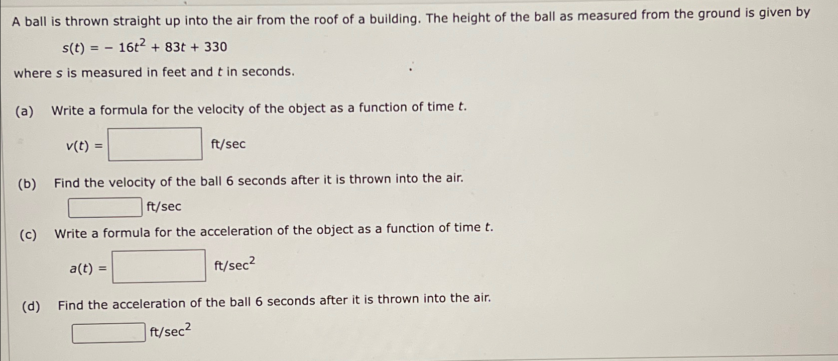 Solved A ball is thrown straight up into the air from the | Chegg.com