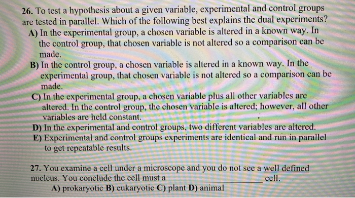 Solved 26. To test a hypothesis about a given variable, | Chegg.com