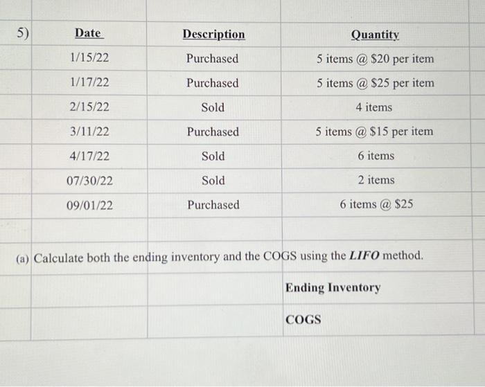 Solved (a) Calculate both the ending inventory and the COGS | Chegg.com