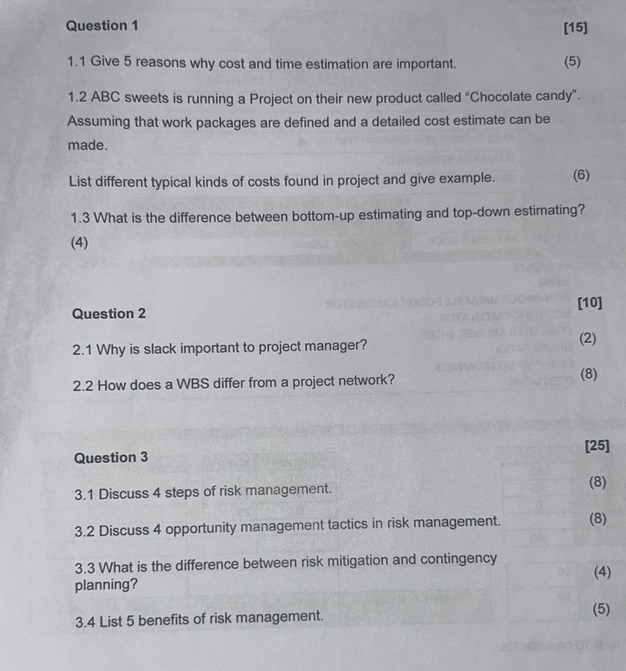 Solved Question 1[15]1.1 ﻿Give 5 ﻿reasons why cost and time | Chegg.com