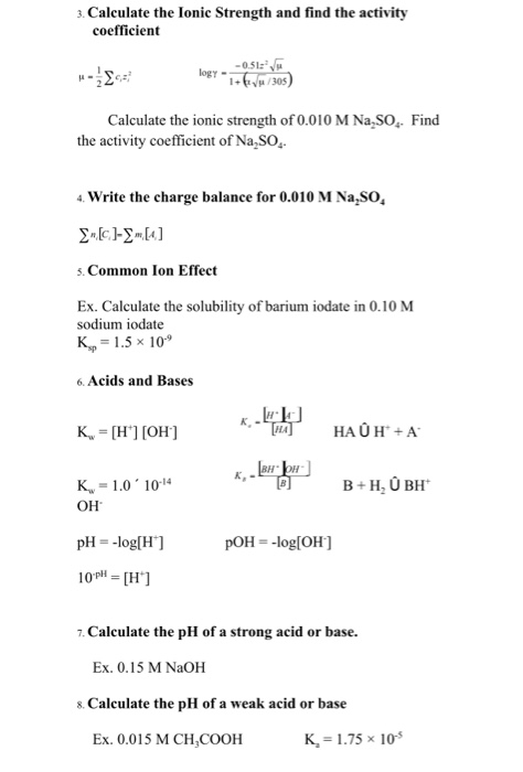 Solved 3. Calculate the Ionic Strength and find the activity | Chegg.com