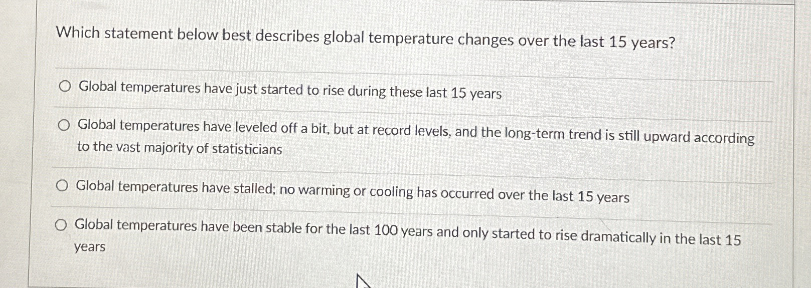 Solved Which statement below best describes global | Chegg.com
