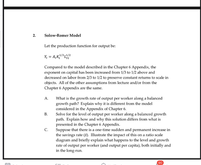 Solved 2. Solow-Romer Model Let the production function for | Chegg.com