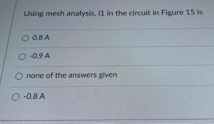Solved Figure 15Using mesh analysis, i1 in the circuit in | Chegg.com