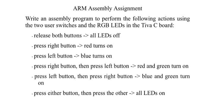 Solved ARM Assembly Assignment Write an assembly program to | Chegg.com
