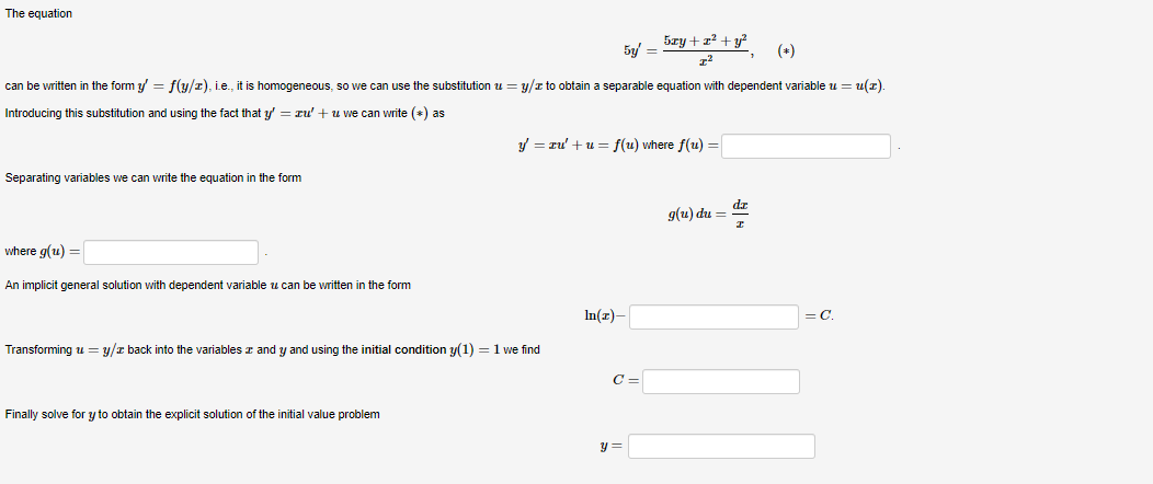 Solved The equation5y'=5xy+x2+y2x2,can be written in the | Chegg.com