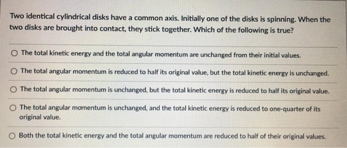 Solved Two identical cylindrical disks have a common axis. | Chegg.com