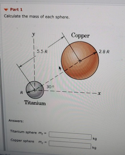 Solved Part 1 Calculate the mass of each sphere. y Copper | Chegg.com