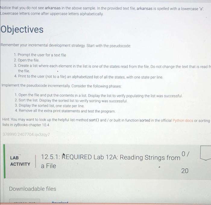 Solved 12.5 REQUIRED Lab 12A: Reading Strings from a File | Chegg.com