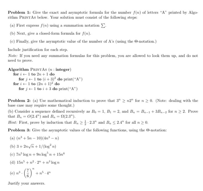 Solved Problem 1: Give the exact and asymptotic formula for | Chegg.com