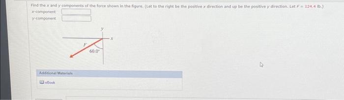 Solved Find the x and y components of the force shown in the | Chegg.com