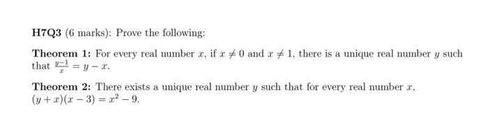 Solved H7Q3 (6 marks): Prove the following: Theorem 1: For | Chegg.com