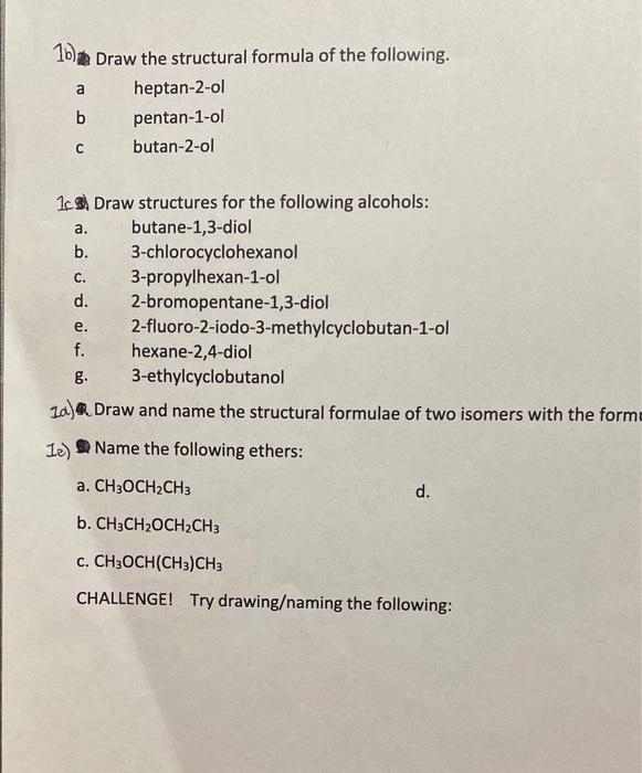 Solved 10) Draw the structural formula of the following. a | Chegg.com