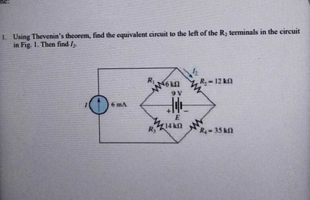 Solved 1. Using Thevenin's theorem, find the equivalent | Chegg.com