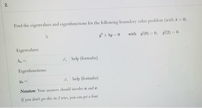Solved Find the eigenvalues and cigenfunctions for the | Chegg.com