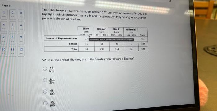 Solved The table below shows the members of the 117th | Chegg.com