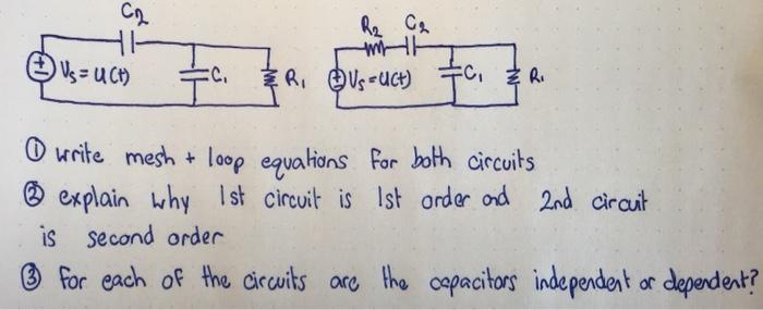 Solved (1) write mesh + loop equations for both circuits (2) | Chegg.com