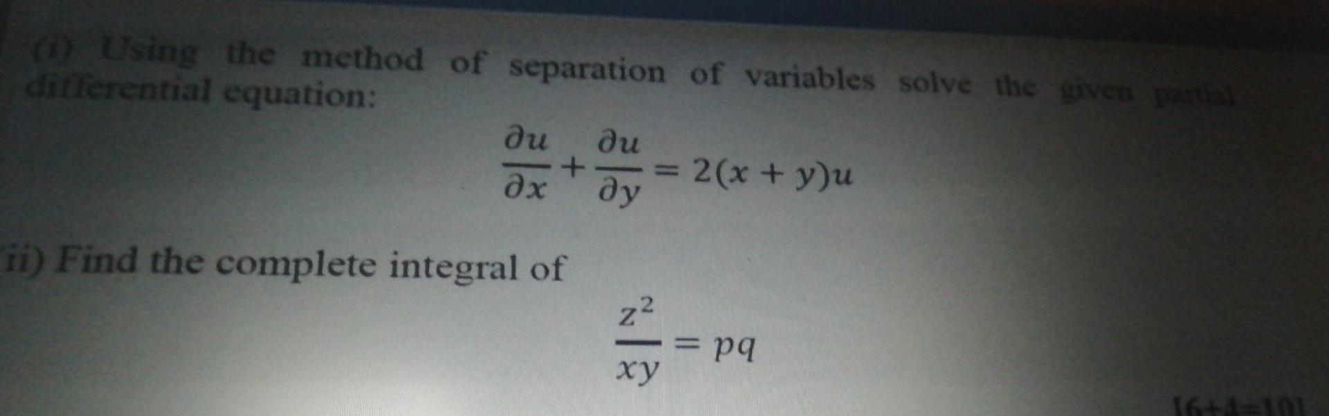 Solved (1) Using the method of separation of variables solve | Chegg.com