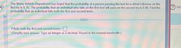 Solved The Motor Vehicle Department has found that the | Chegg.com