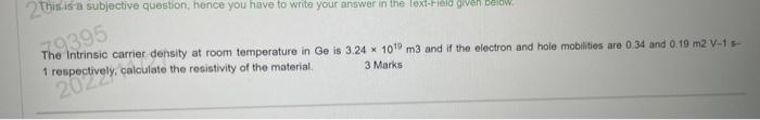 Solved The Intrinsic carrier density at room temperature in | Chegg.com