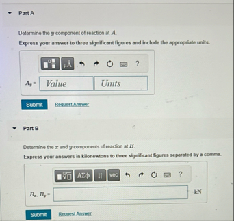 Solved Part ADetermine the y ﻿component of reaction at | Chegg.com