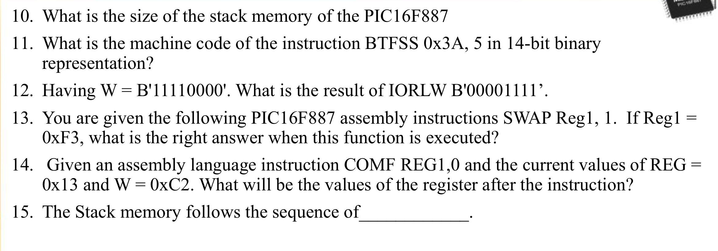 Solved What is the size of the stack memory of the PIC | Chegg.com