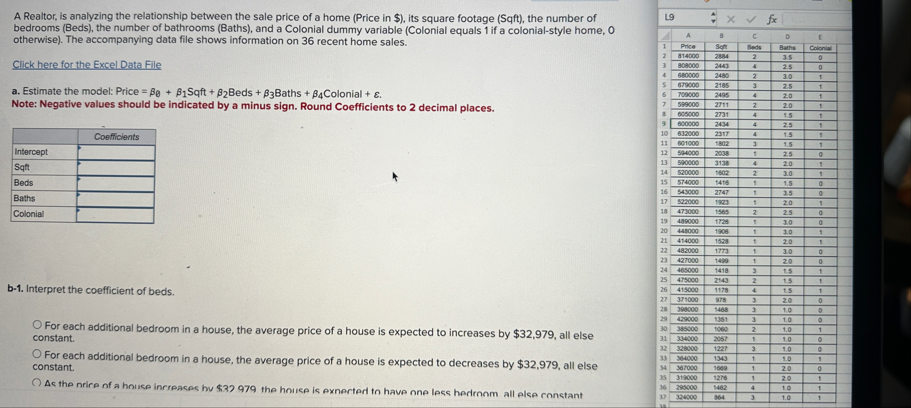 A Realtor, is analyzing the relationship between the | Chegg.com