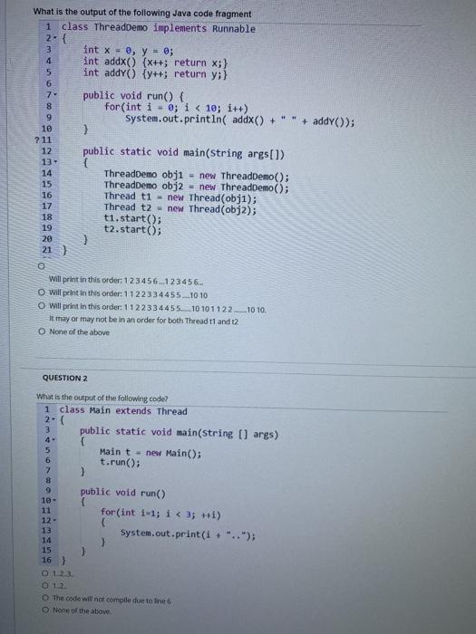 Solved 1 ## + addy(); What is the output of the following | Chegg.com
