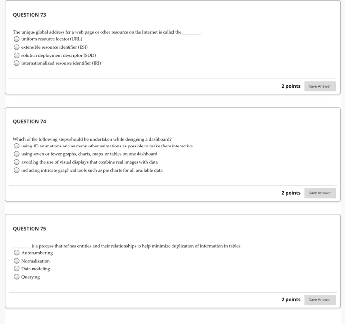 Solved QUESTION 73 The unique global address for a web page | Chegg.com