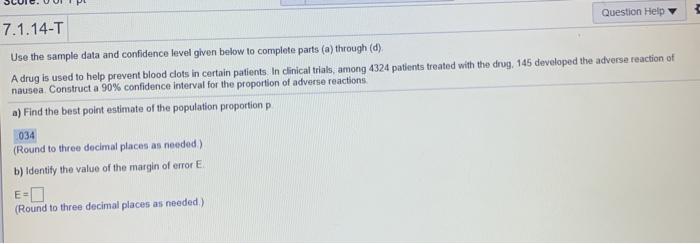Solved b) identify the value of the margin error of Ec) | Chegg.com