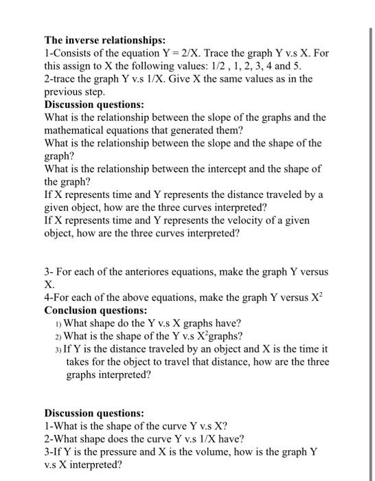 Solved Topic: The graphs of mathematical relationships | Chegg.com