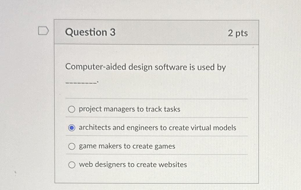 Solved Question 32 ﻿ptsComputer-aided design software is | Chegg.com