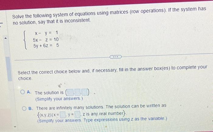Solved Solve the following system of equations using | Chegg.com