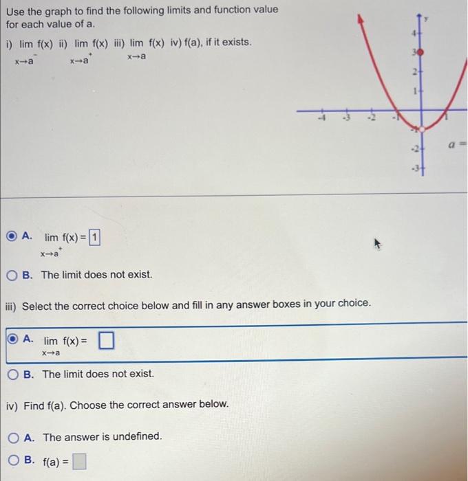 Use the graph to find the following limits and | Chegg.com