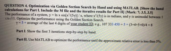 Solved QUESTION 4. Optimization via Golden Section Search by | Chegg.com